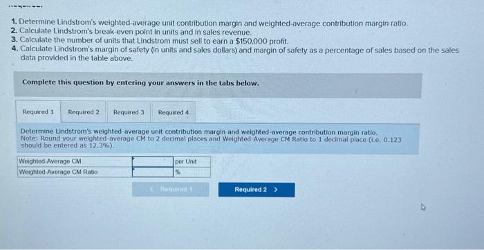 Solved 1. Determine Lindstrom's weighted-average unit | Chegg.com
