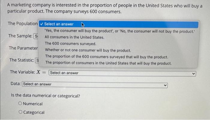 Solved A marketing company is interested in the proportion | Chegg.com