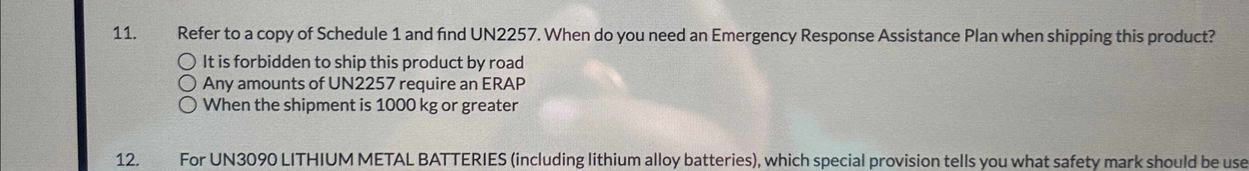 Solved Refer to a copy of Schedule 1 ﻿and find UN2257. ﻿When | Chegg.com