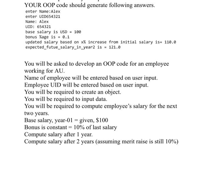 Solved YOUR OOP code should generate following answers. | Chegg.com