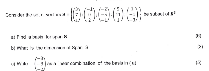 Consider the set of vectors | Chegg.com