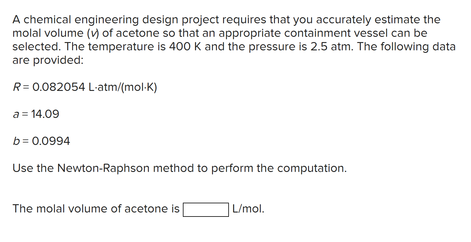 A chemical engineering design project requires that | Chegg.com