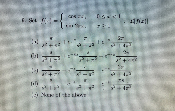 Solved COS TT, 0x 1 (a) 27 +e | Chegg.com