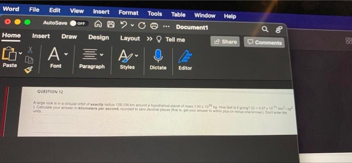 Solved Word File Edit View Insert AutoSave OFF Format Tools | Chegg.com