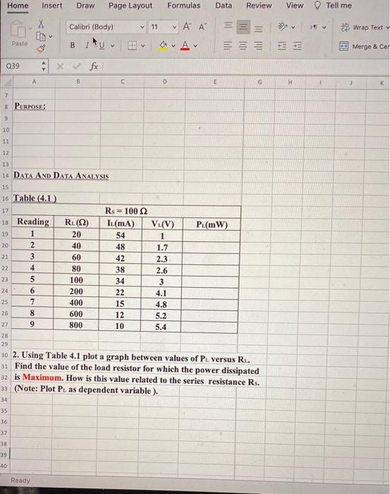 Solved Home Insert Draw Page Layout Formulas Data Review | Chegg.com