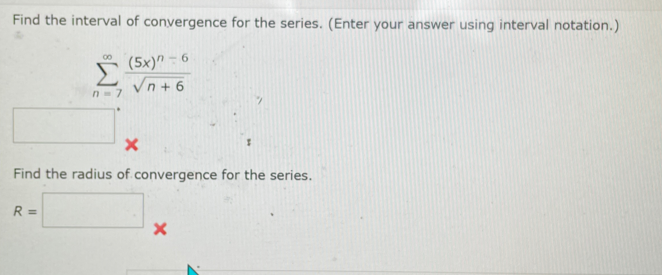 Solved Find the interval of convergence for the series. | Chegg.com