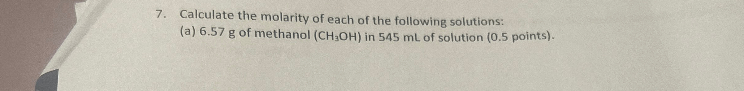 Solved Calculate the molarity of each of the following | Chegg.com