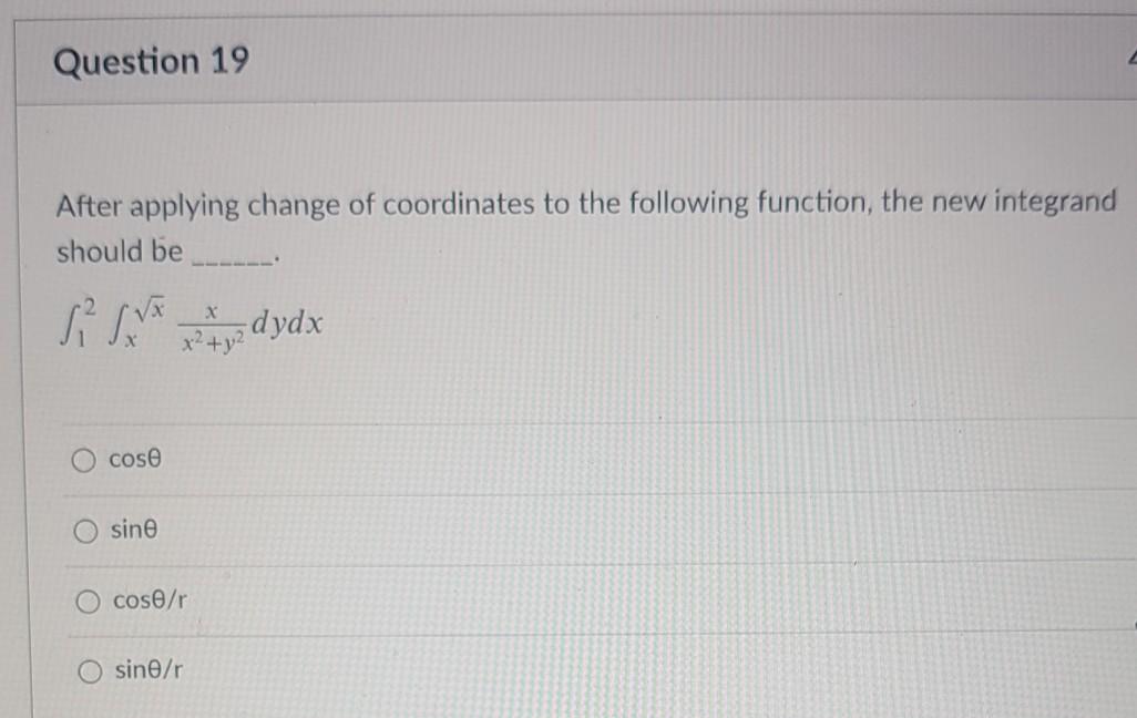 Solved Question 18 By inversion of order, the integral ſo | Chegg.com