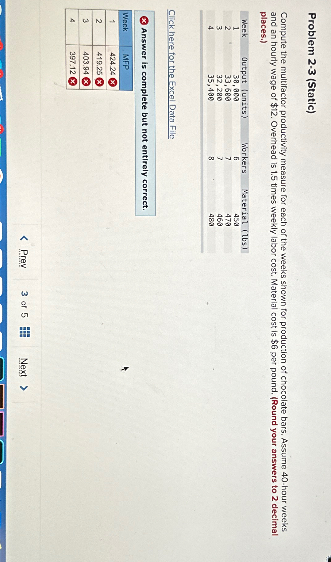 Solved Problem 2-3 (Static)Compute the multifactor | Chegg.com