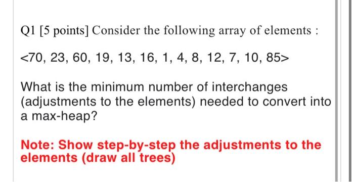 Solved Q1 [5 points] Consider the following array of | Chegg.com