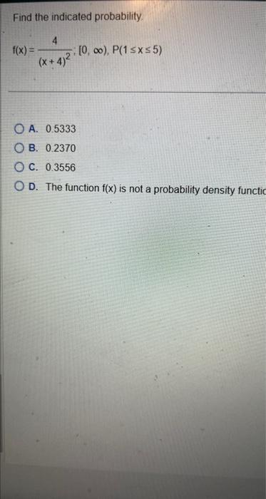 Solved Find the indicated probability. | Chegg.com