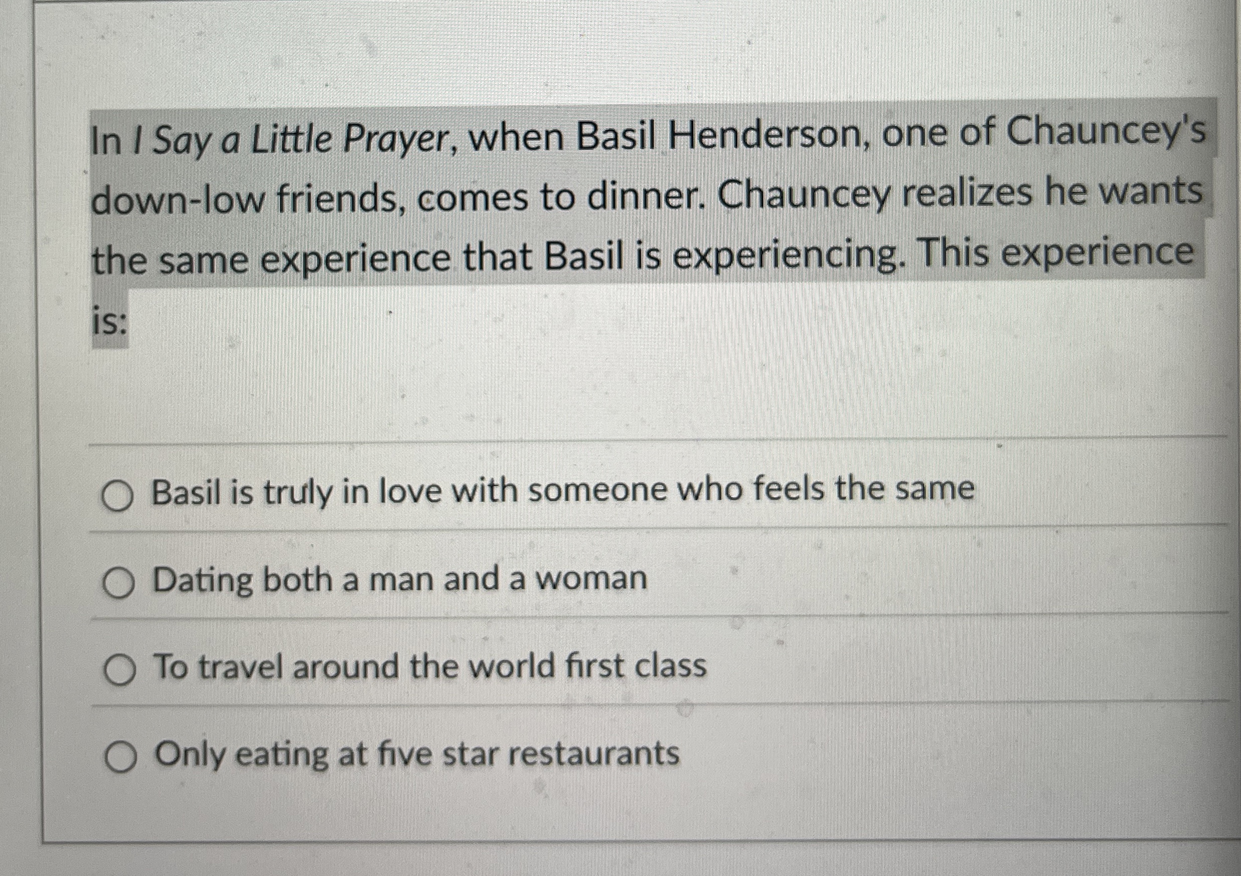 Solved In I Say a Little Prayer, when Basil Henderson, one | Chegg.com