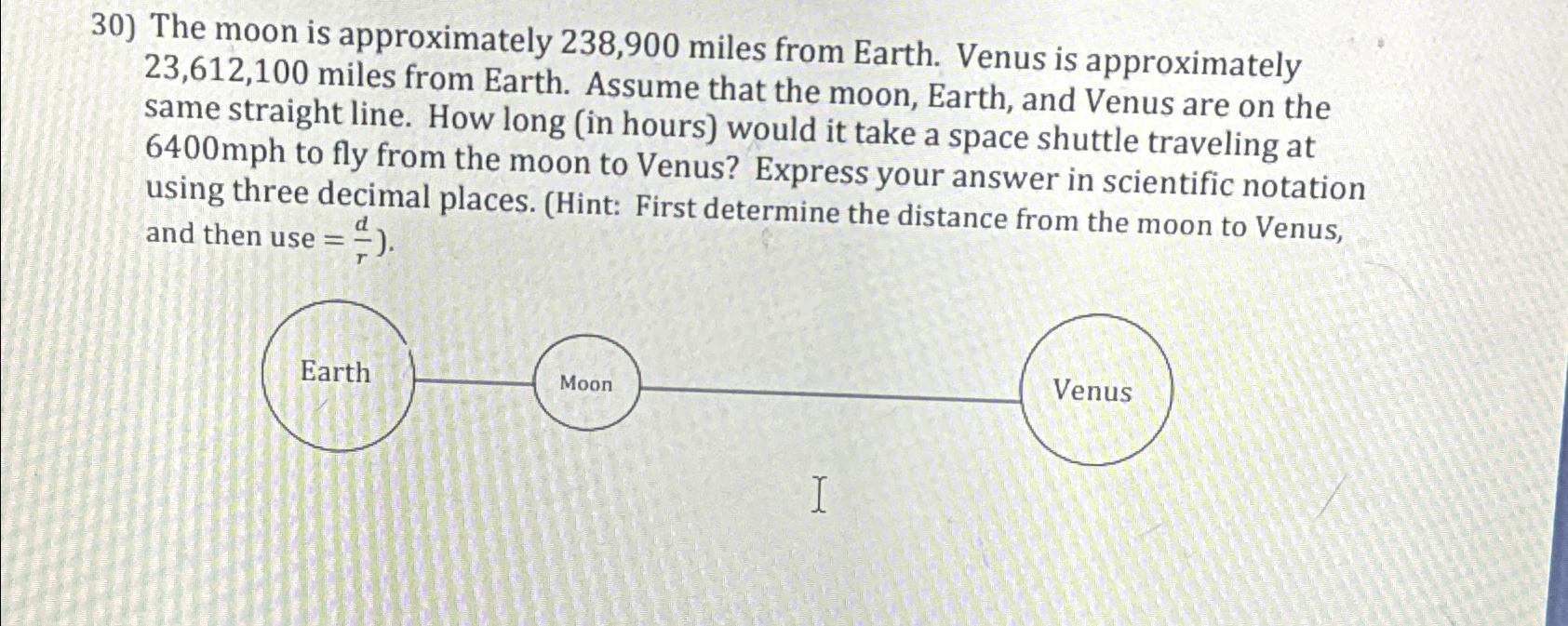 Solved The moon is approximately 238,900 ﻿miles from Earth. | Chegg.com