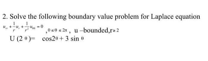 Solved 2. Solve the following boundary value problem for | Chegg.com