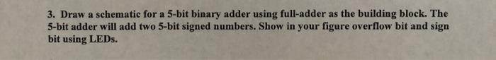 Solved 3. Draw a schematic for a 5-bit binary adder using | Chegg.com