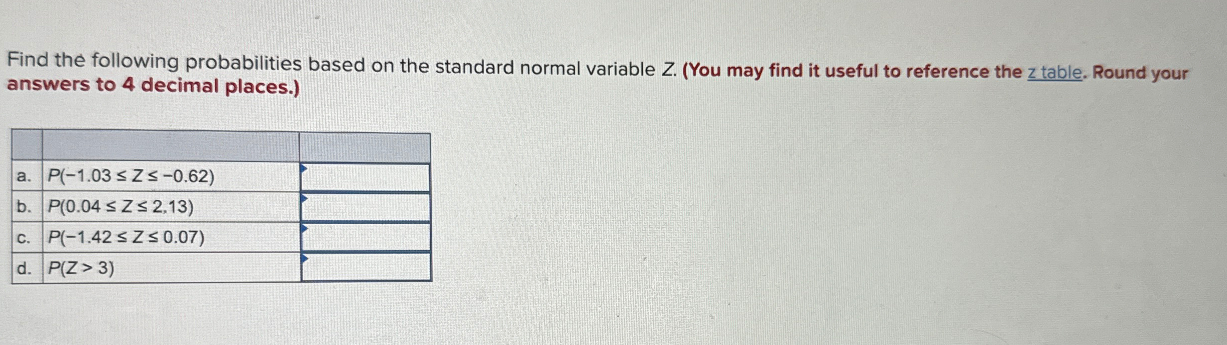 Solved Find the following probabilities based on the | Chegg.com