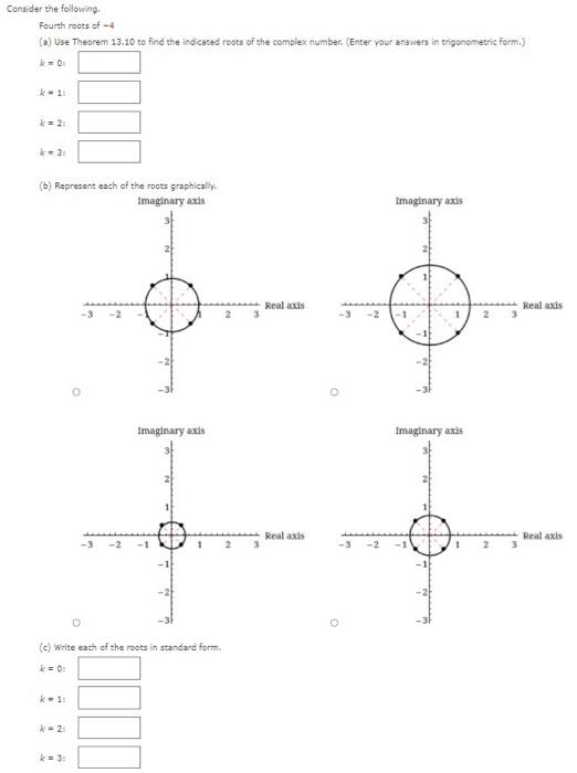 Solved Consider the following Fourth roots of 4 (2) Use | Chegg.com
