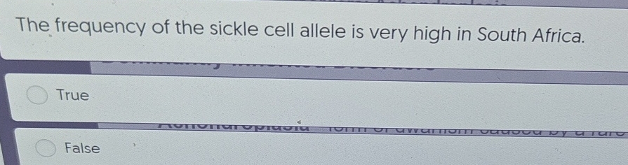 Solved The frequency of the sickle cell allele is very high | Chegg.com