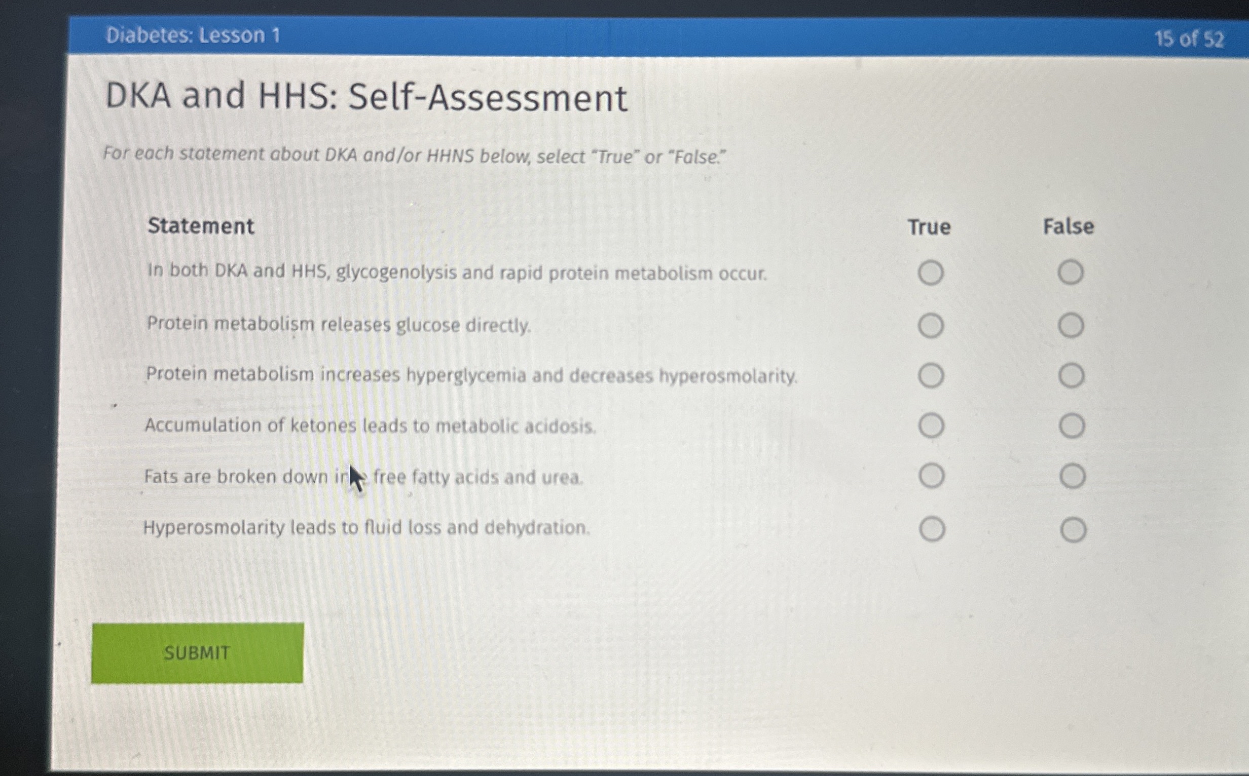 Solved Diabetes: Lesson 115 ﻿of 52DKA and HHS: | Chegg.com