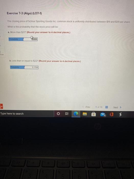 Solved Exercise 7-3 (Algo) (L07-1) The closing price of | Chegg.com