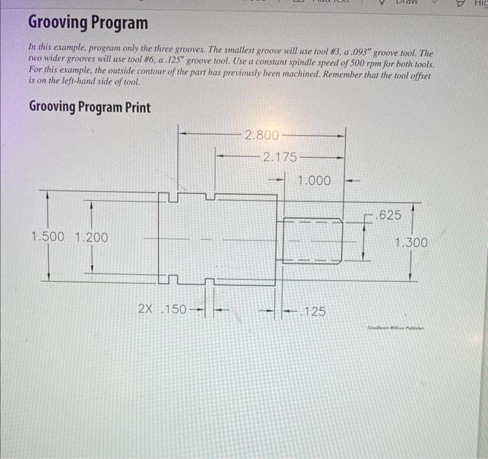 Solved Grooving Program In This Example Program Only The
