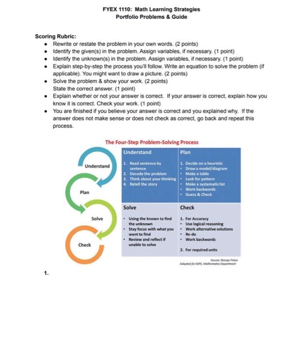 Solved Scoring Rubric: - Rewrite or restate the problem in | Chegg.com