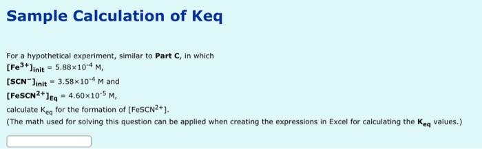 Solved Sample Calculation of Keq For a hypothetical | Chegg.com