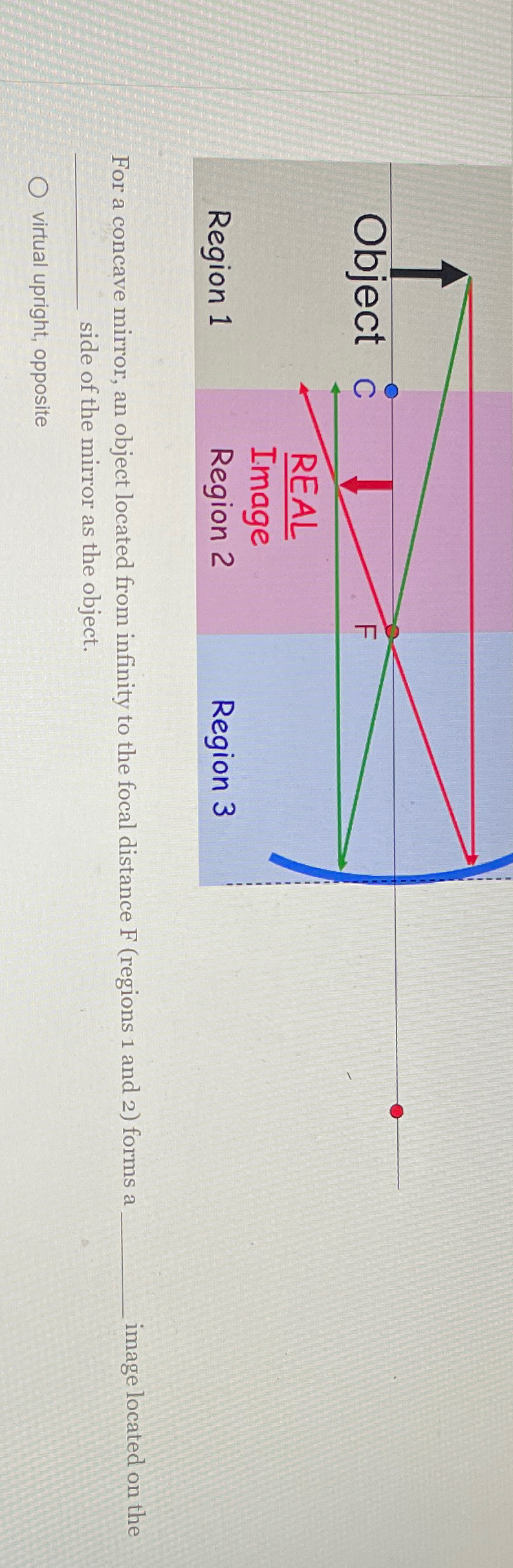 Solved For a concave mirror, an object located from infinity | Chegg.com