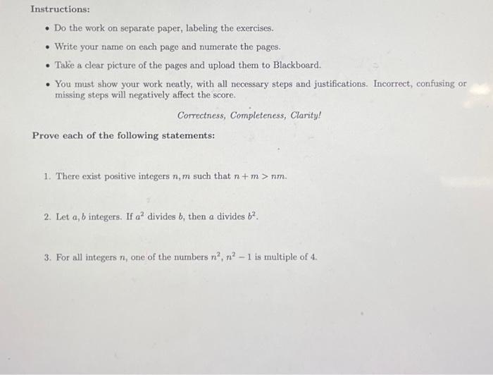 Solved Instructions: . Do the work on separate paper, | Chegg.com