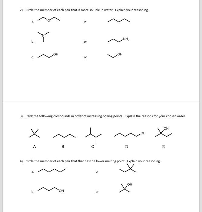 Solved 2) Circle the member of each pair that is more | Chegg.com