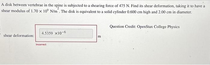 Solved A disk between vertebrae in the spine is subjected to | Chegg.com