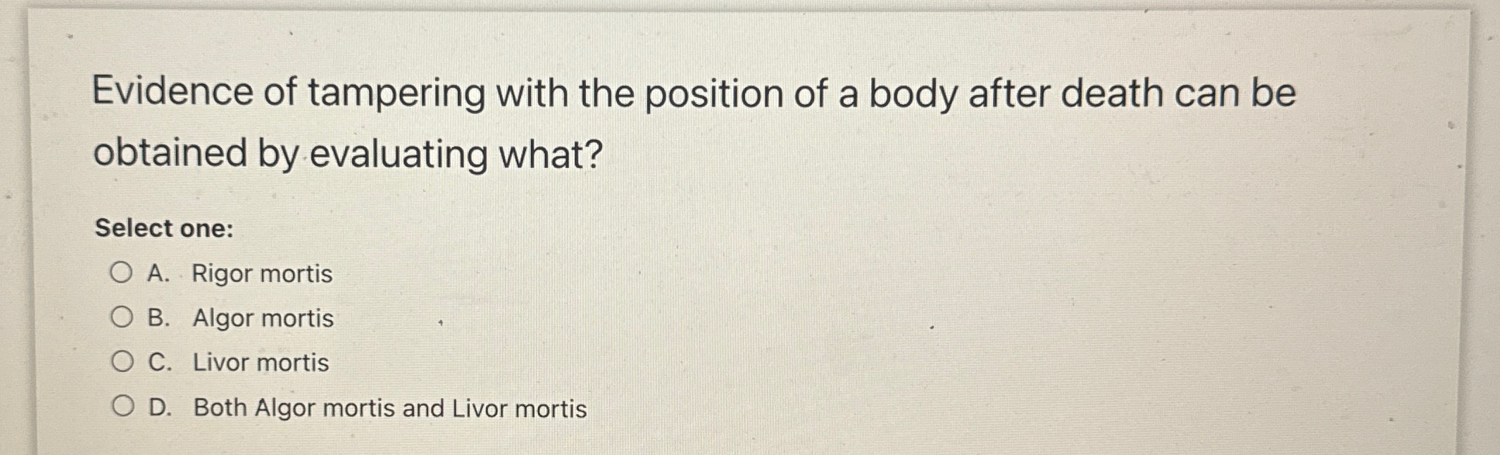 Solved Evidence of tampering with the position of a body | Chegg.com