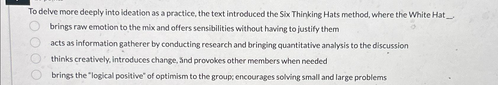Solved To delve more deeply into ideation as a practice, the | Chegg.com