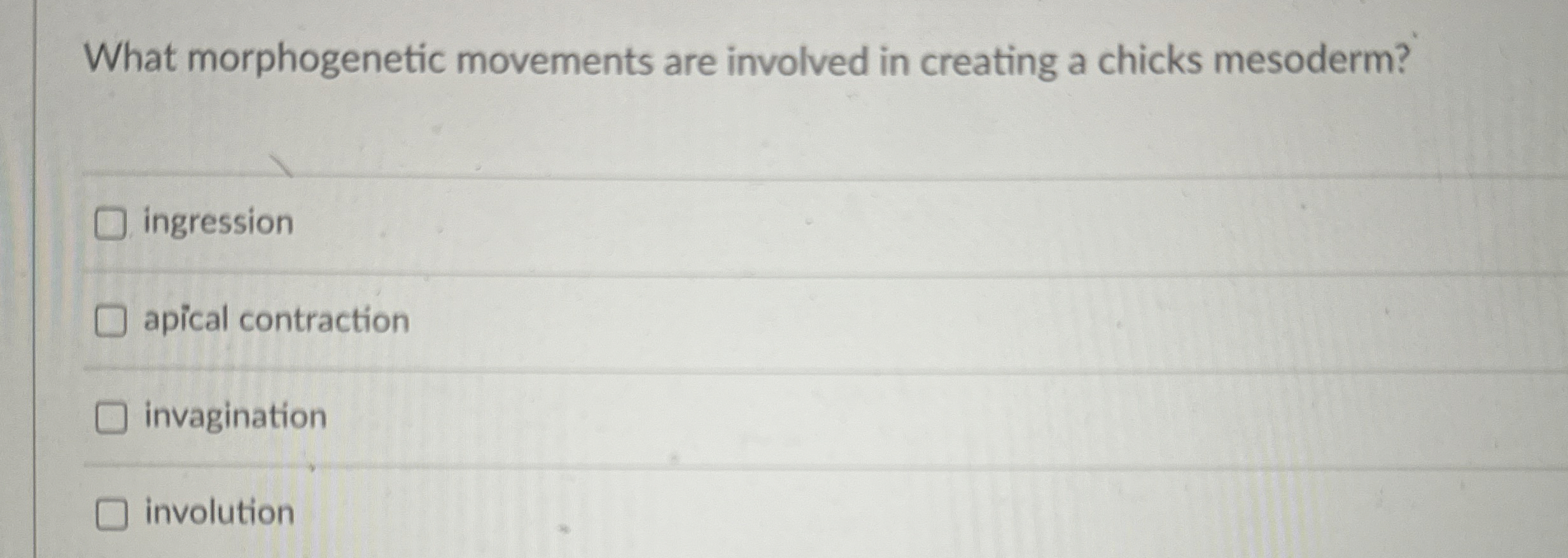 Solved What morphogenetic movements are involved in creating | Chegg.com