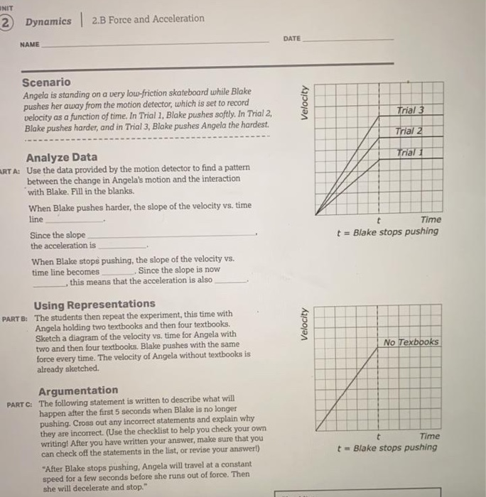 Solved INIT 2 Dynamics | 2.B Force and Acceleration DATE | Chegg.com
