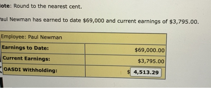 Solved what is the OASDI withholdings based off thr rarnings | Chegg.com