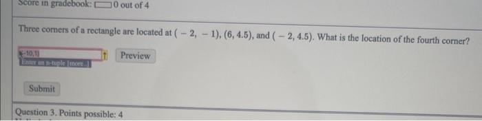 Solved Three comers of a rectangle are located at | Chegg.com