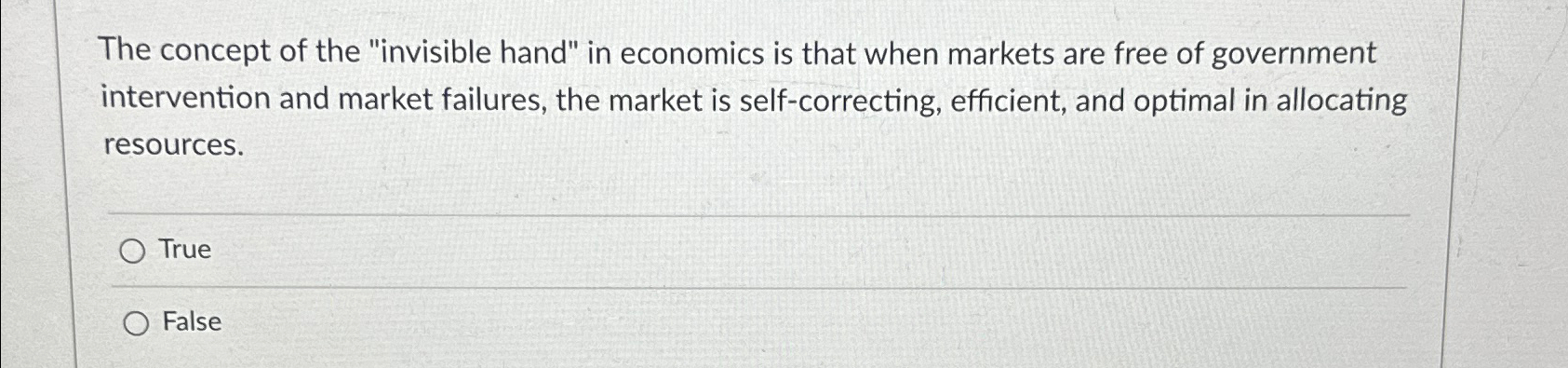 Solved The concept of the "invisible hand" in economics is | Chegg.com