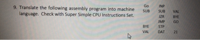 Solved 9. Translate the following assembly program into | Chegg.com