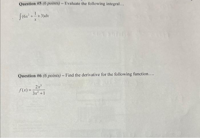 Solved Question #5 ( 6 poinis) - Evaluate the following | Chegg.com