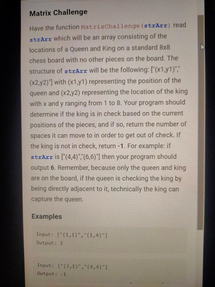 Solved Matrix Challenge Have the function MatrixChallenge | Chegg.com
