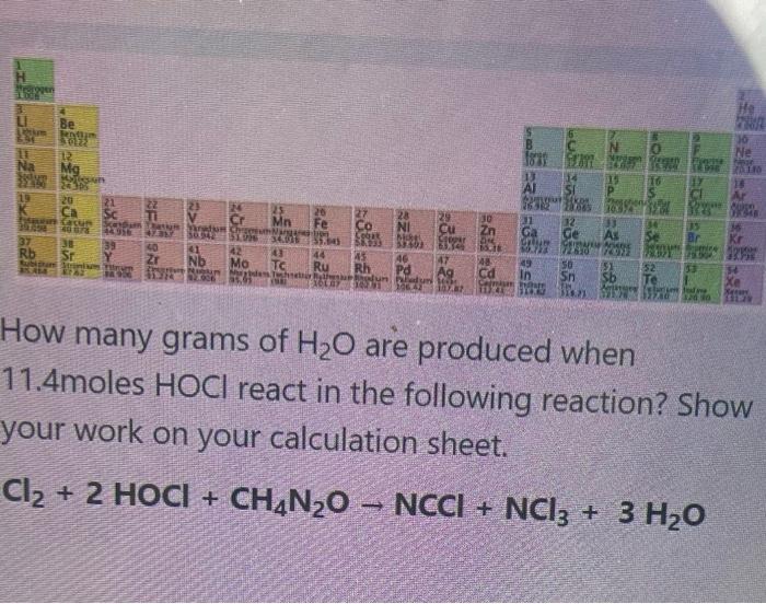 Solved How many grams of H2O are produced when 11.4 moles | Chegg.com