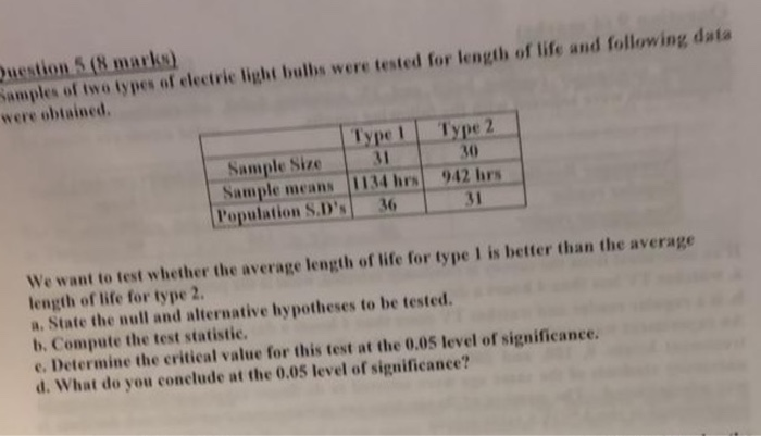 Solved Question 5 (8 marks) Samples of two types of electric | Chegg.com Solved Question 5 (8 marks) Samples of two types of electric | Chegg.com