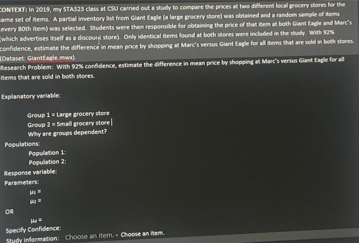 ONTEXT: in 2019, my STA323 class at CSU carried out a | Chegg.com