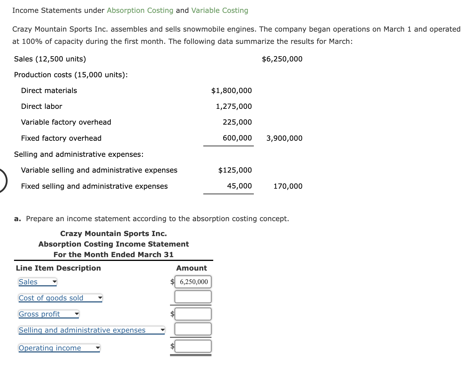 Solved Income Statements under Absorption Costing and | Chegg.com
