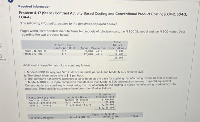 Required information Problem 4-17 (Static) Contrast | Chegg.com