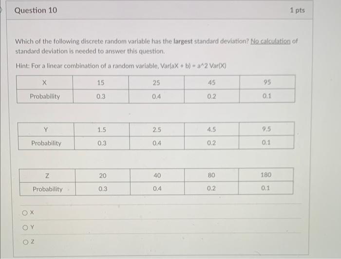 Solved Which of the following discrete random variable has | Chegg.com