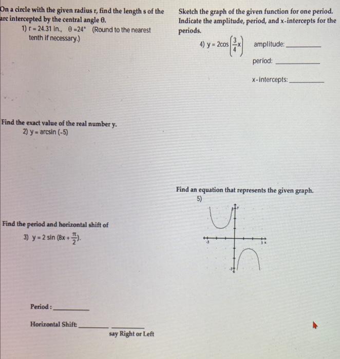 Solved On a circle with the given radius r, find the length | Chegg.com
