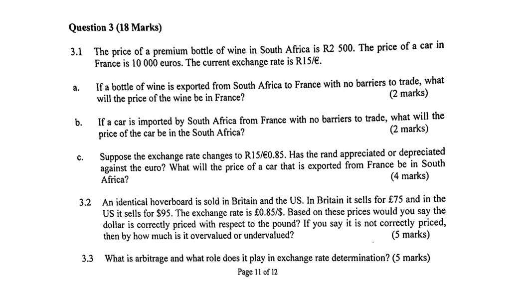 Solved Question 3 (18 Marks) 3.1 The price of a premium | Chegg.com