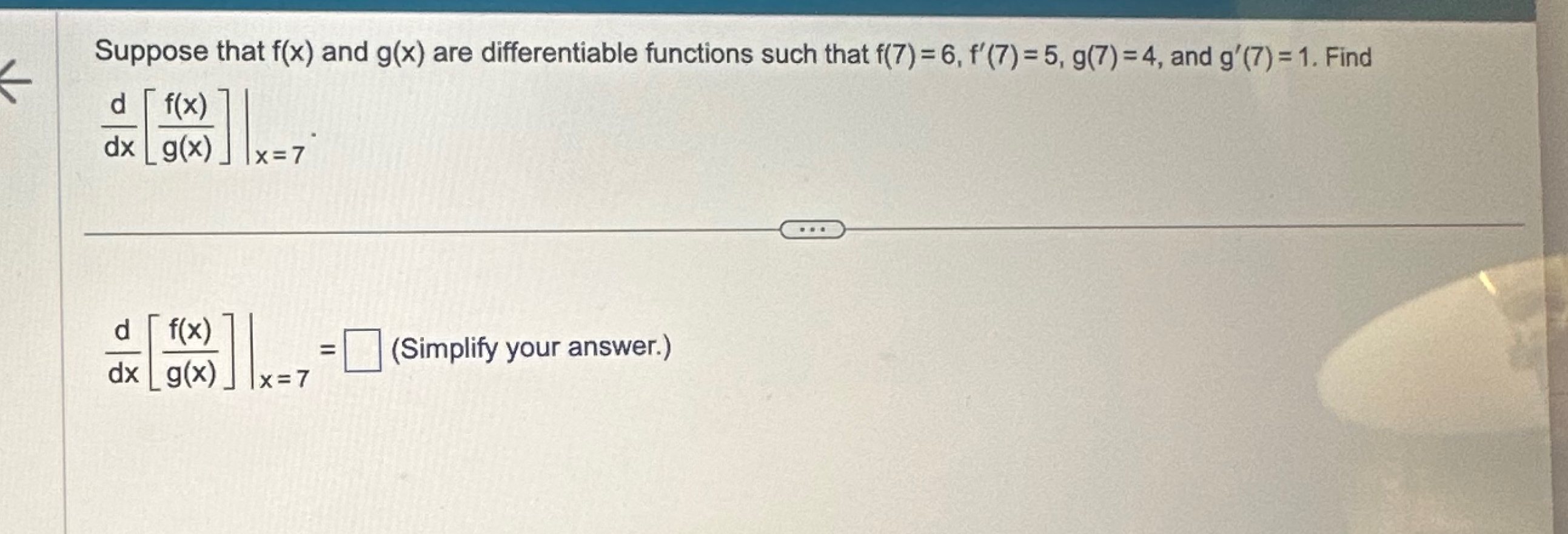 Solved Suppose that f(x) ﻿and g(x) ﻿are differentiable | Chegg.com